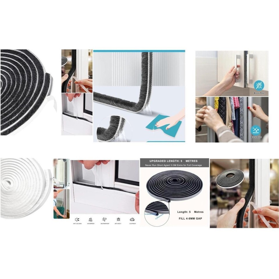 Weatherproof Door Window Seal Strip Self 5 Meter Noise Dust Protection ...