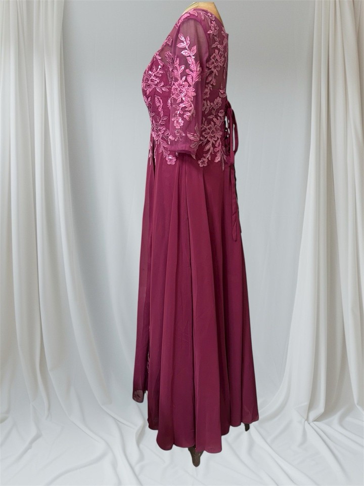 Mother of the bride wedding party dress size 14 Dusty Rose May lace and ...