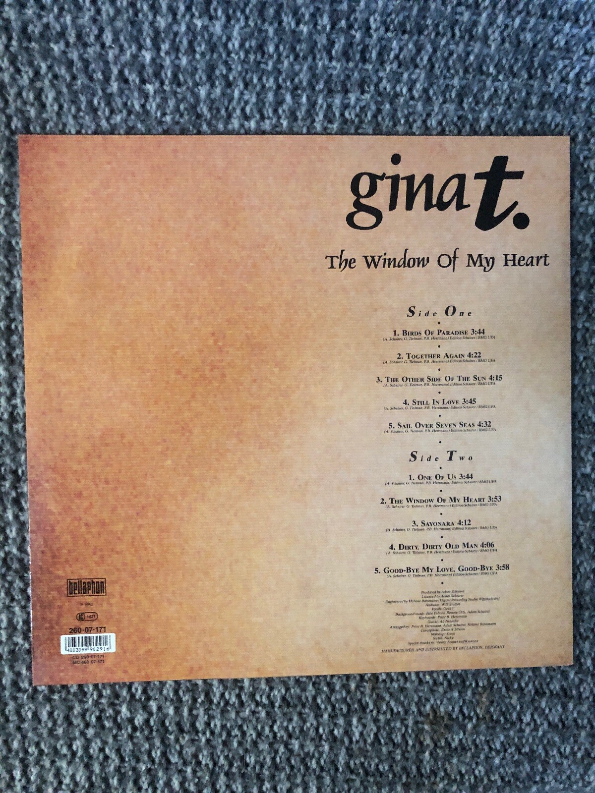 GINA T. Lp The Window Of My Heart Rare Germany Press. N. M 1992 ...