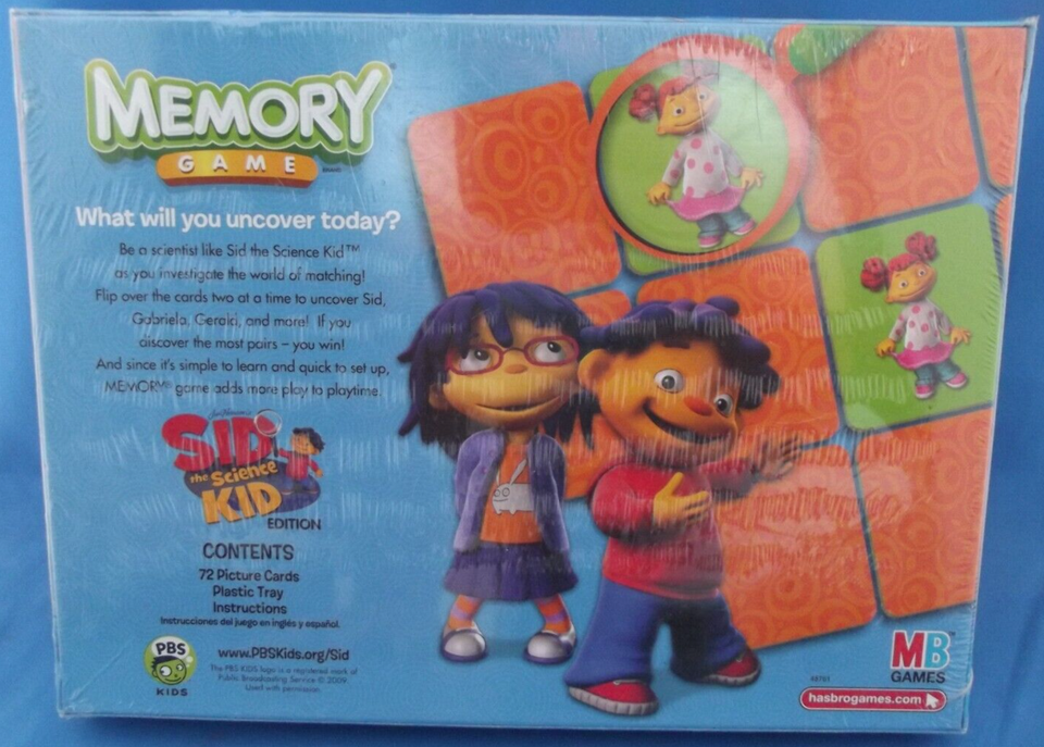Sid The Science Kid Memory Game Hasbro Milton Bradley 2010 Matching Cards Age 3+ | eBay