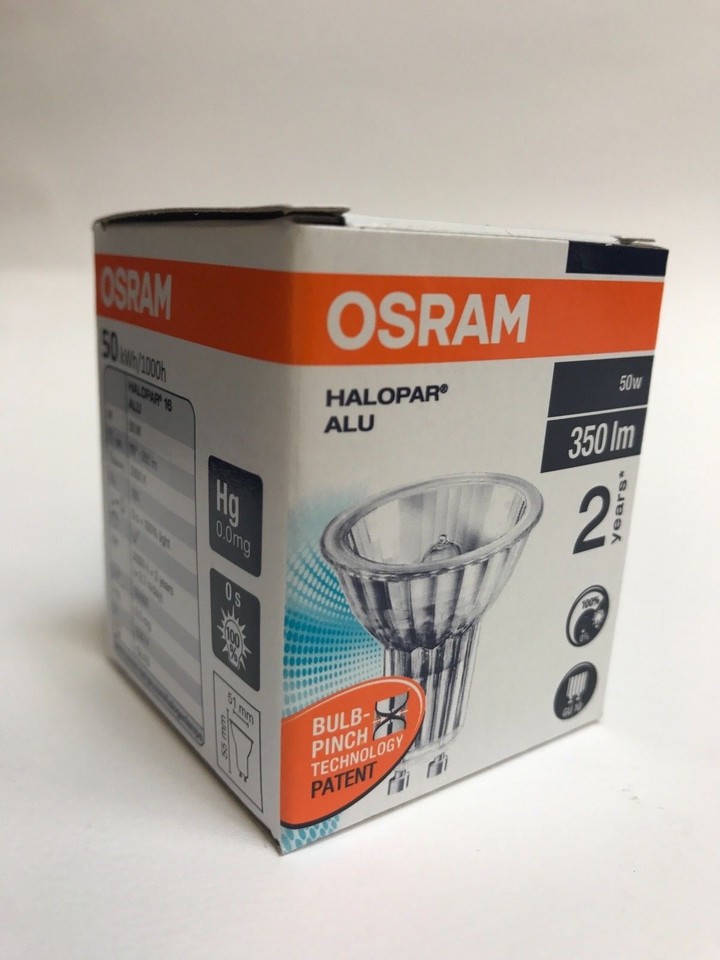 Osram Halogen Halopar 16 Alu 230V 20W/35W/50W GU10 Flood 35° Halogen ...