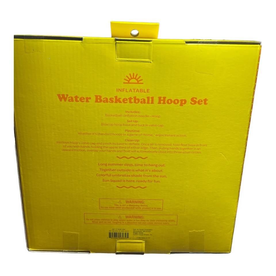 Sun Squad Inflatable Water Basketball Hoop Set w/ Ball & Inflation ...
