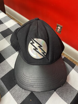 DC Comics The Flash Hat Faux Leather Black Fastest Man Alive Snapback ...