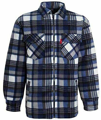 Men s Padded Work Shirts Quilted Fleece Lumberjack Shirt Top Coats ...