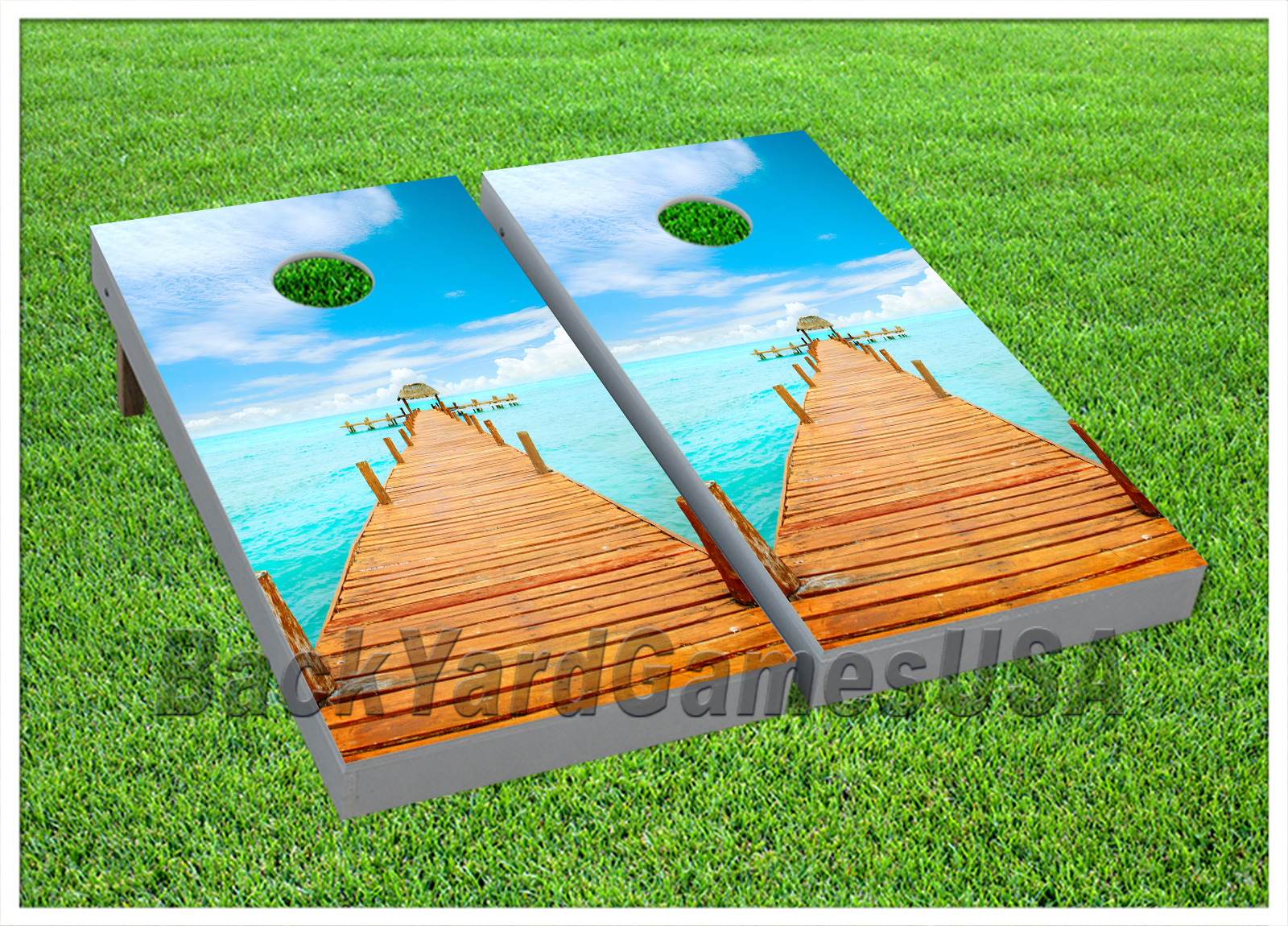 VINYL WRAPS Turquoise Shore Cornhole Boards DECALS Bag Toss Game ...