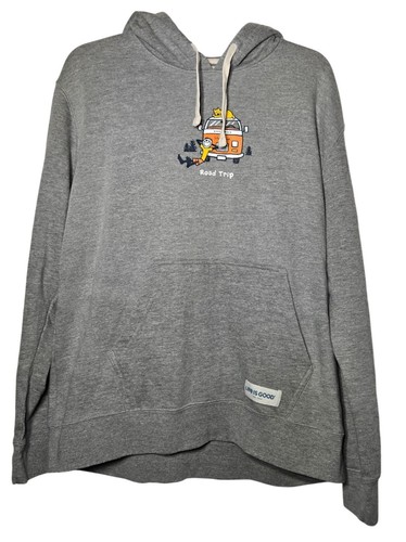 Life is Good Mens Road Trip Graphic Pullover Hoodie Size Large Van Cat ...
