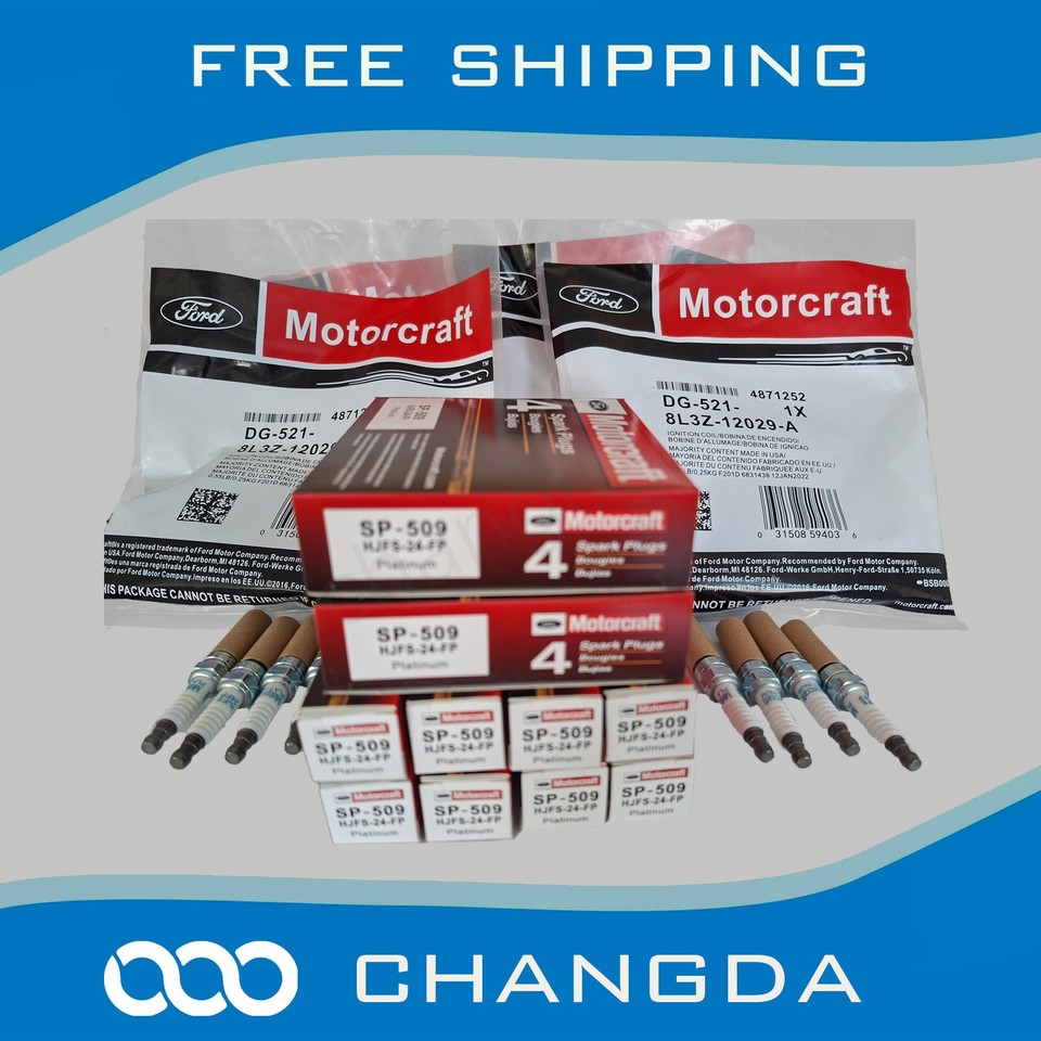 OEM Motorcraft 8 Ignition coil DG521 & 8 Spark Plug SP509 Fit Ford F150 ...