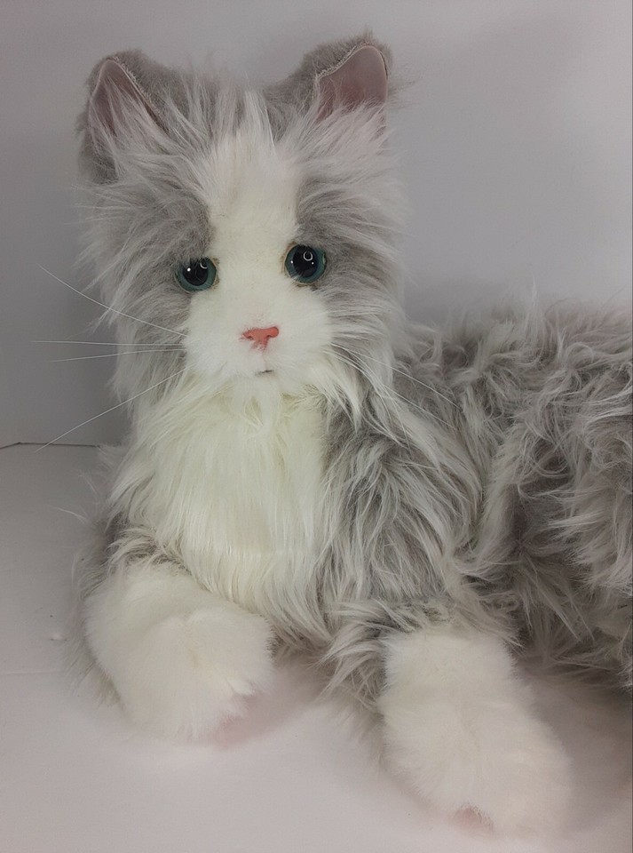 Joy For All Silver Grey & White Robotic Comfort & Companion Pet Cat ...