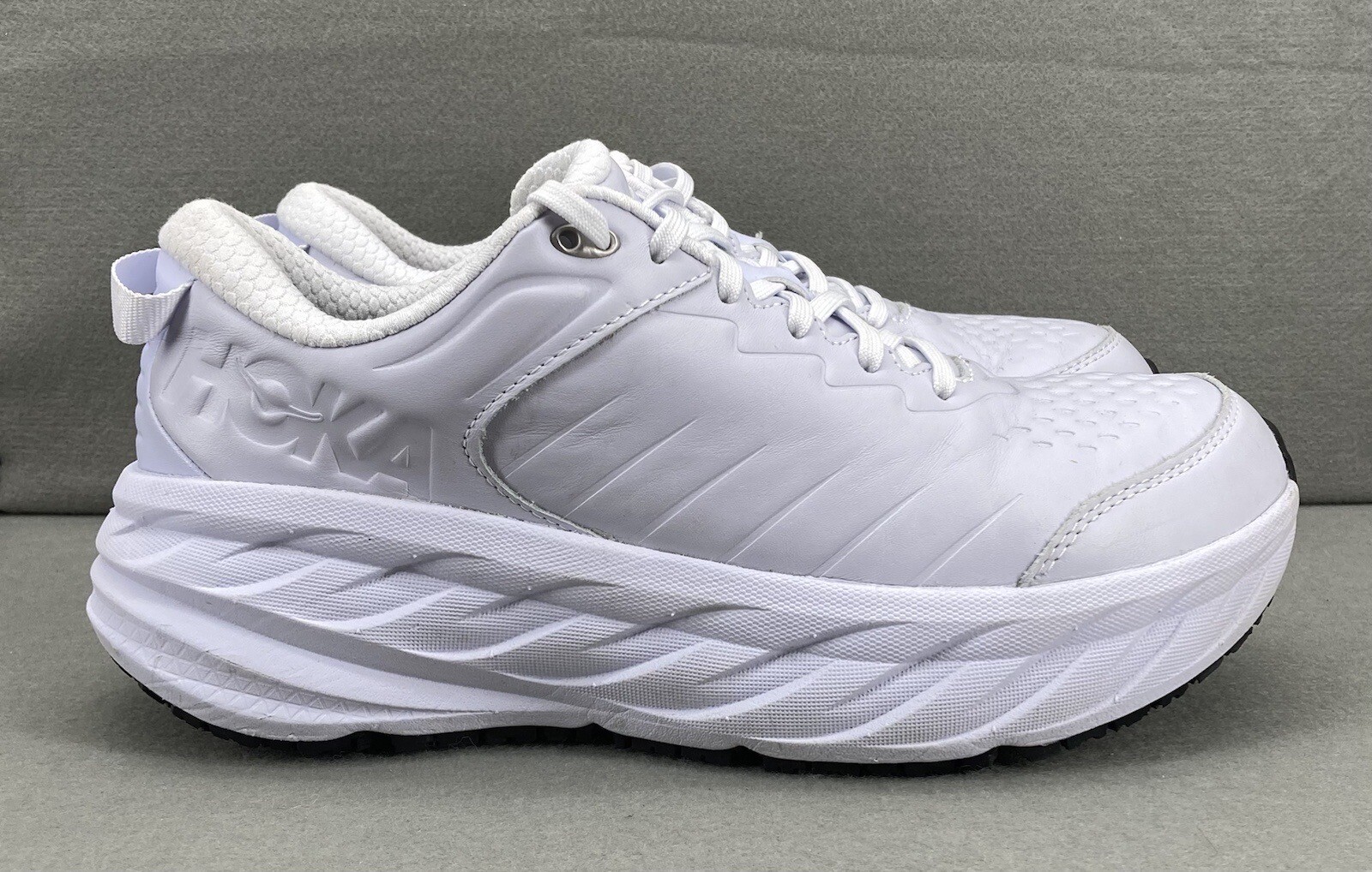 Hoka One One Bondi SR White Leather Walking Shoes Men… - Gem