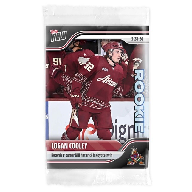 2023-24 NHL TOPPS NOW® Sticker #157 🏒 Logan Cooley RC🏒 Arizona Coyotes ...