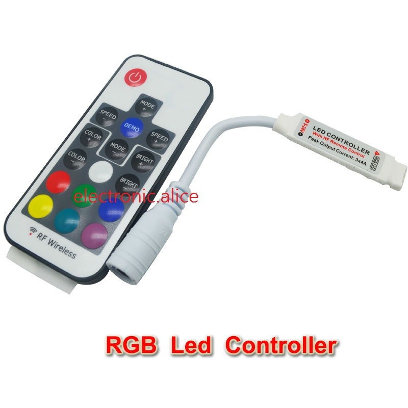 1pcs DC5-24V Mini 17 key RF Wireless Remote Control 3528 5050 RGB LED ...