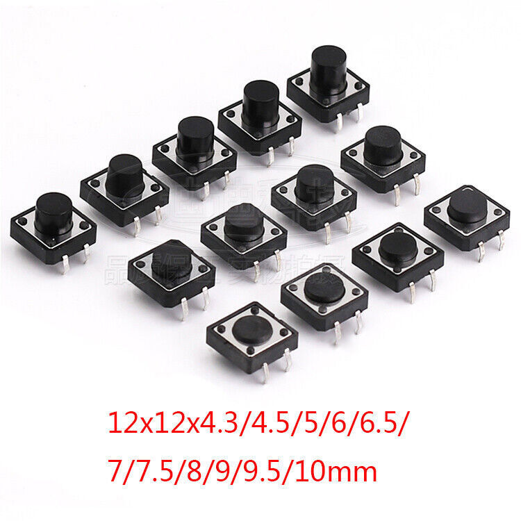 12x12mm Tactile Push Button Switch Momentary Tact Switch 4 Pin DIP ...