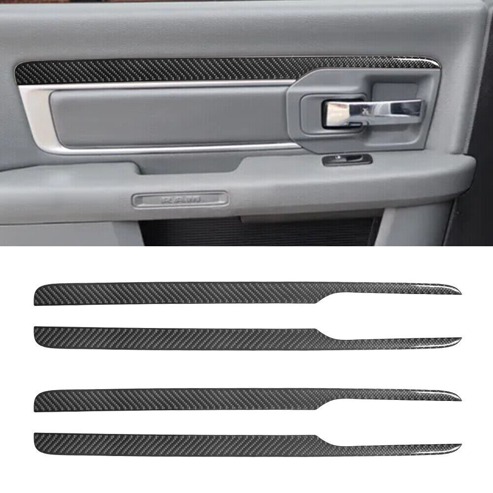 4Pcs Carbon Fiber Interior Door Panel Cover Trim For Dodge RAM 1500 ...