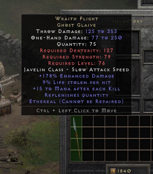 D2R Unique Items Wraith Flight (Ghost Glaive), 50% OFF