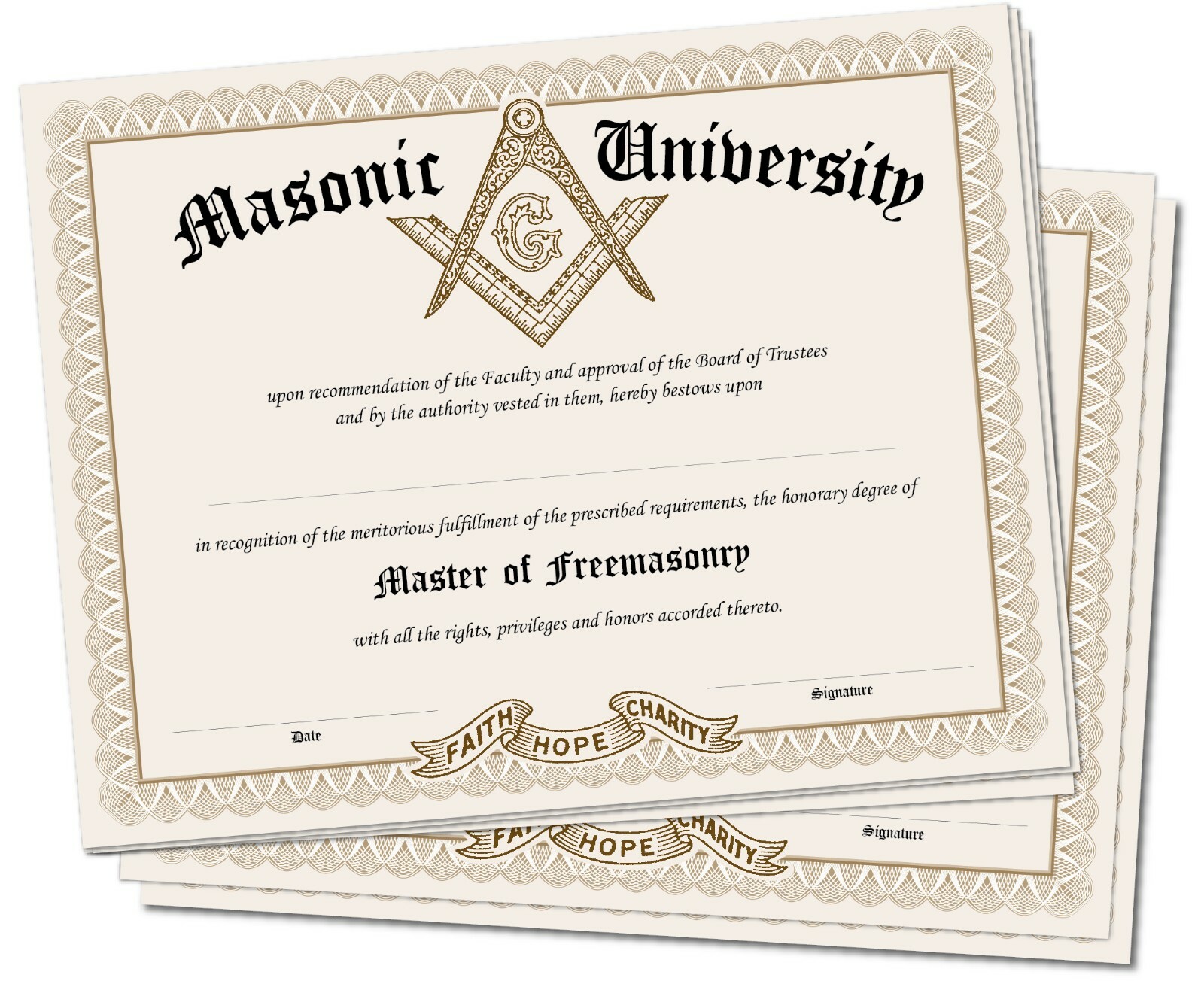 Lot of 5 - Blank Masonic University Freemason Diploma Certificate ...
