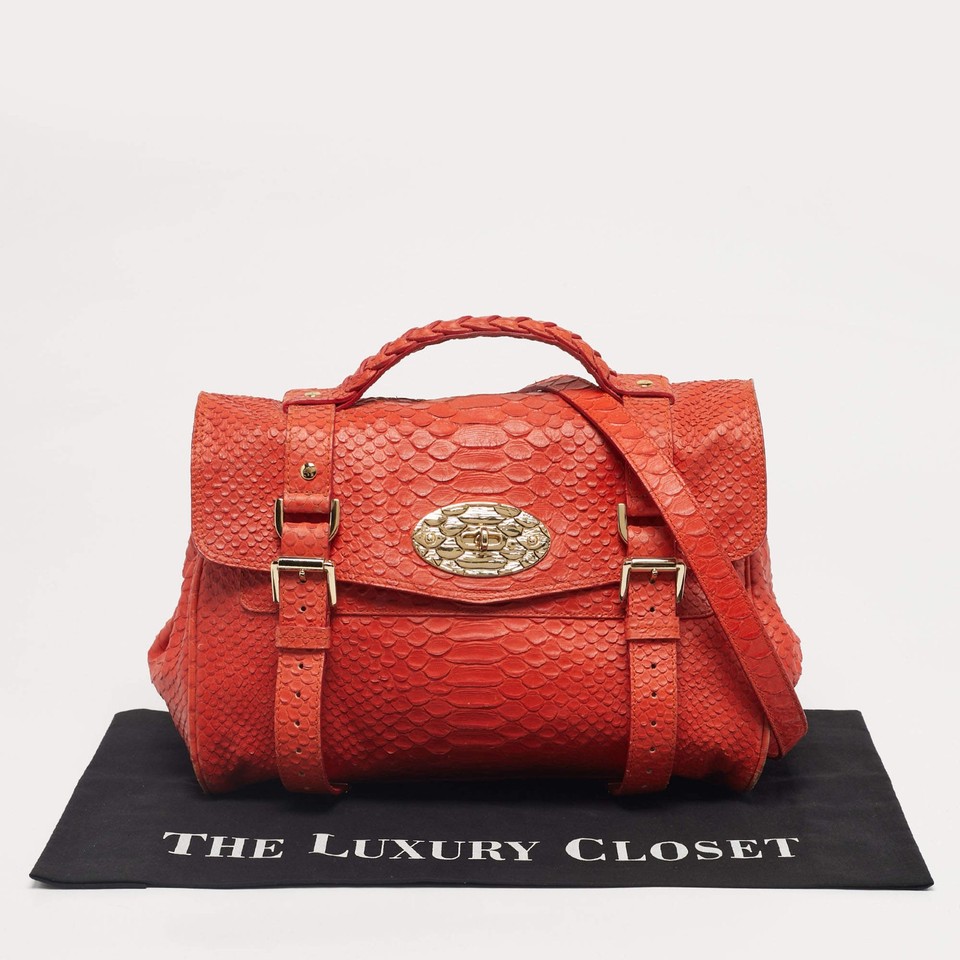 Mulberry Orange Python Embossed Leather The Alexa Satchel | eBay