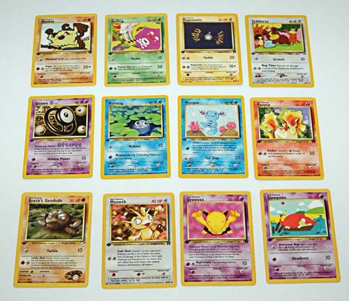 POKEMON First Edition Card Lot 12 Assorted Vintage LP WOTC Non-Holo CCG ...
