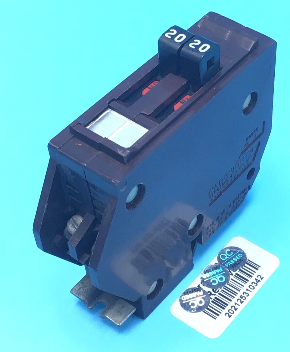 Circuit Breaker Wadsworth B2020 20/20A Two 1 Pole Twin Tandem | eBay