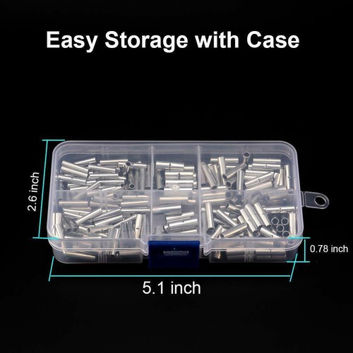 200pcs Non-Insulated Crimp Butt Connector Wire Terminals 10-22AWG | eBay