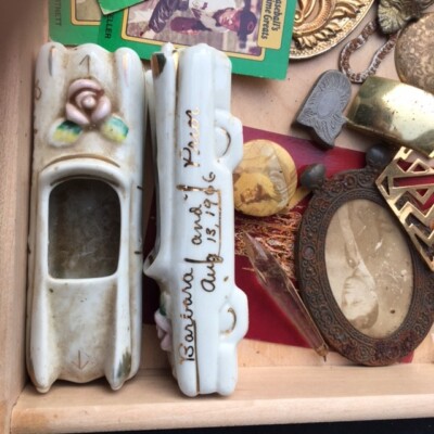 5 pound box lot of New & Vintage collectible items- ** see details ...