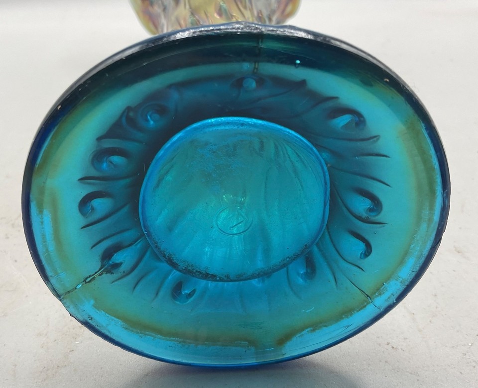 VINTAGE CARNIVAL SIGNED NORTHWOOD SAPPHIRE TREE TRUNK STANDARD SIZE 11 ...