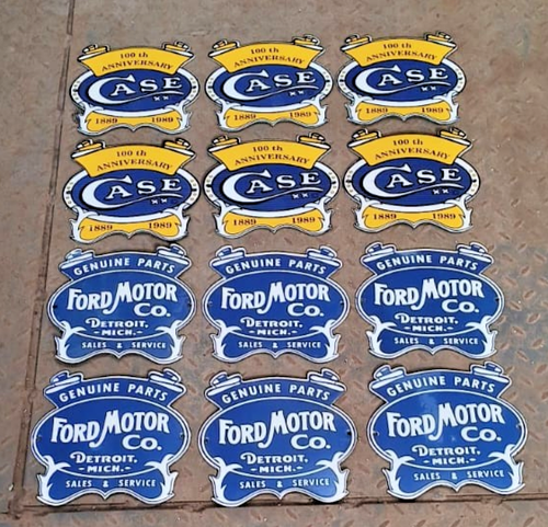 12X 6 FORD MOTOR CO. 6 CASE PORCELAIN ENAMEL SIGN BOARD SIZE 8"X8 ...