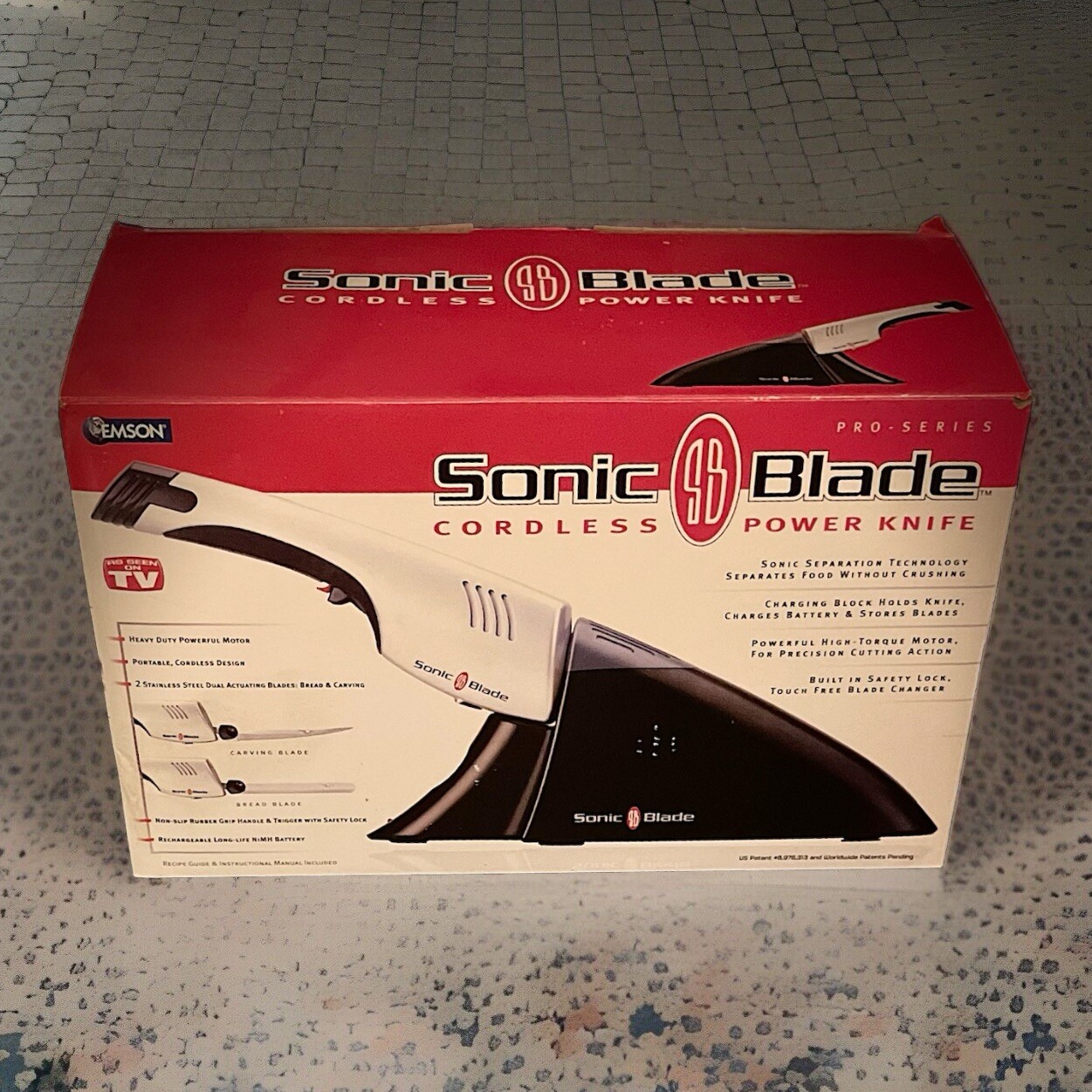 Emson SONIC BLADE Portable Cordless Rechargeable POWER Knife Meat Bread ...