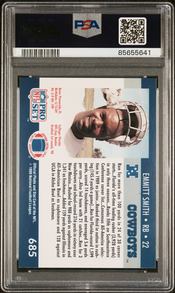 1990 Pro Set Emmitt Smith 1990 Draft First Round Card No 685 PSA 8 | eBay