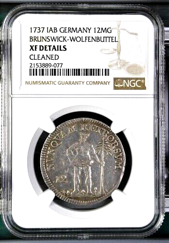 1737 IAB German States Brunswick Wolfenbuttel Wildman 1/3 Taler, 12 MG ...