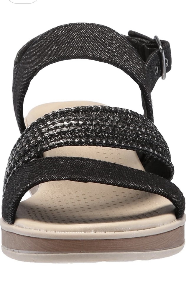 NEW NIB Bzees Women’s Bravo Black Silver Slingback Comfort Sandals Size ...