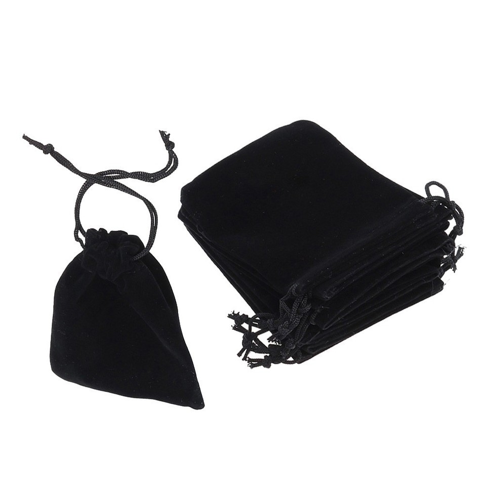 30 Pcs Drawstring Flocking Bags Black Cloth Pouches for Jewelry Gift ...