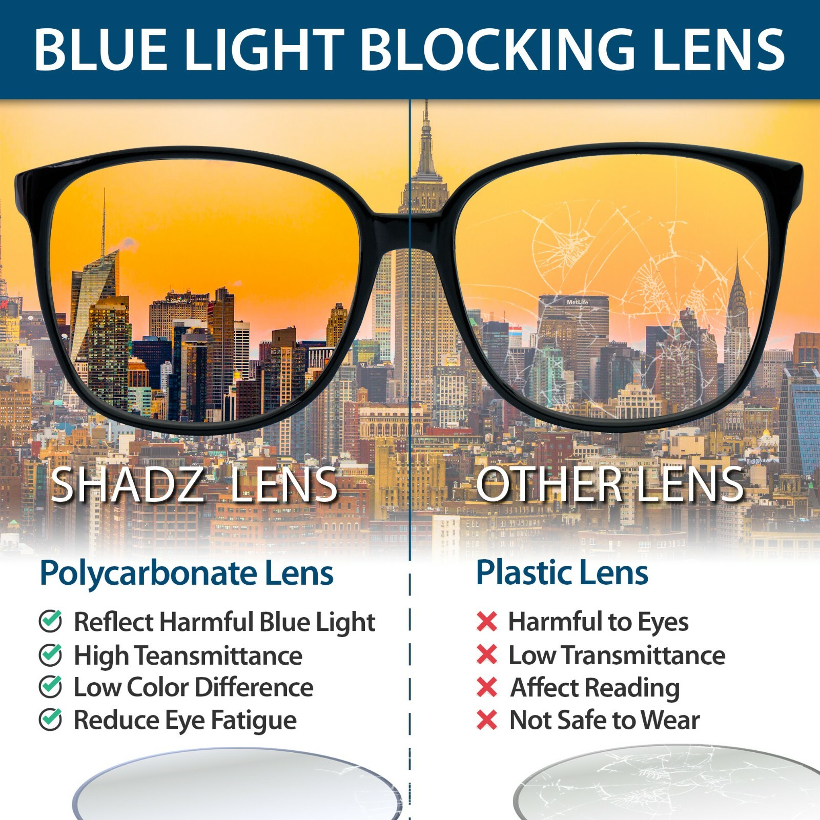 Square Frames "Kylie" Clear Blue Lenses Women Eyeglasses Black, Brown ...