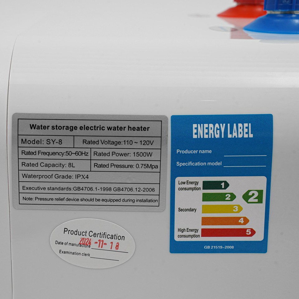 8L Electric 1500W 110V Tank Water Heater Kitchen Bathroom Storage Water ...