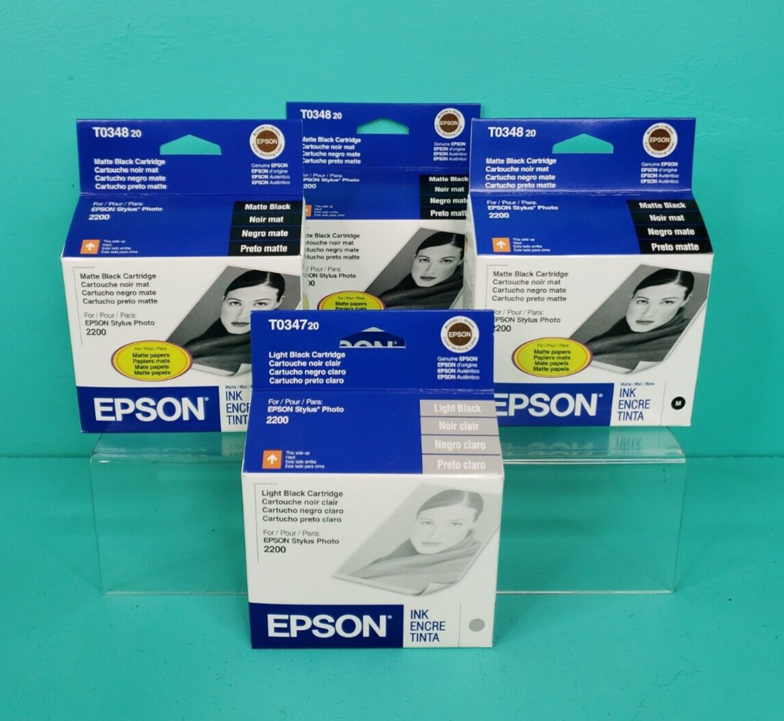 Lot of 4 Genuine Epson Stylus Photo 2200 Printer Ink Matte & Light ...