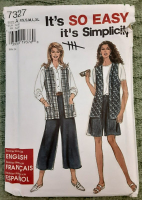 Vintage OOP Simplicity Sewing Pattern 7327 Misses' Split Skirt & Vest ...