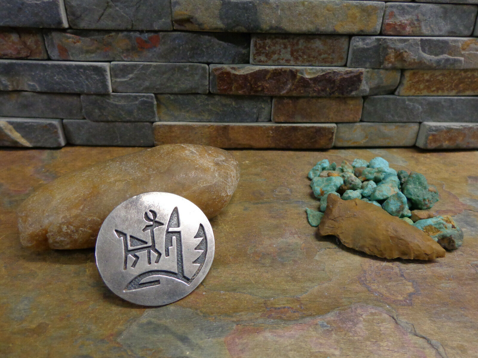 RARE HOPI DEER KACHINA WATER WAVE ? STERLING BROOCH P… - Gem