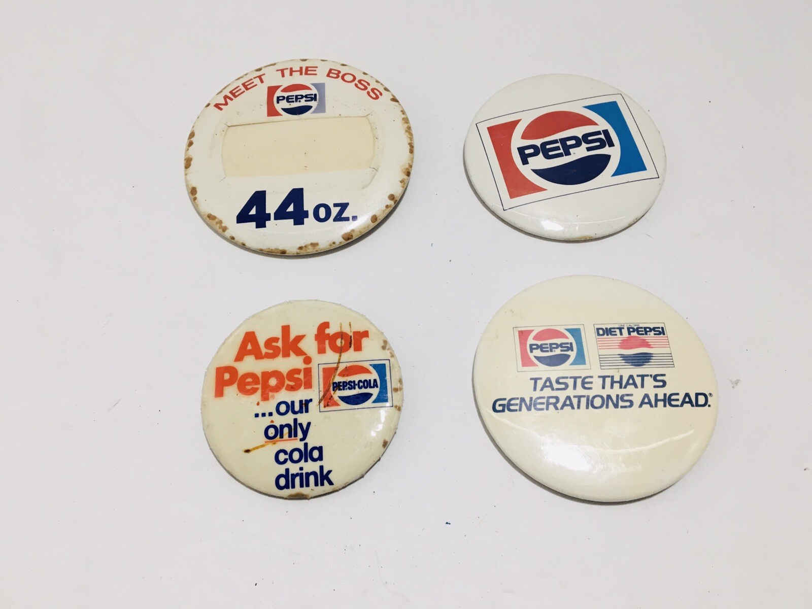 Vintage Pepsi Cola Advertising Buttons (Lot of 4) Meet the Boss USA ...
