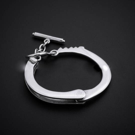 Real HandCuff Look With T- Bar Lock Men's Bracelet In 925 Solid ...