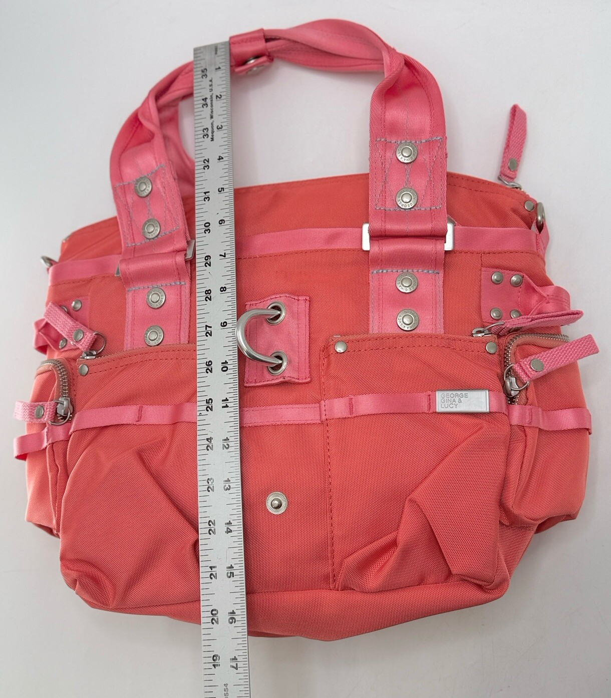 GGL George Gina Lucy Pink Multi Pocket Cargo Handbag, Missing Belt Clip ...