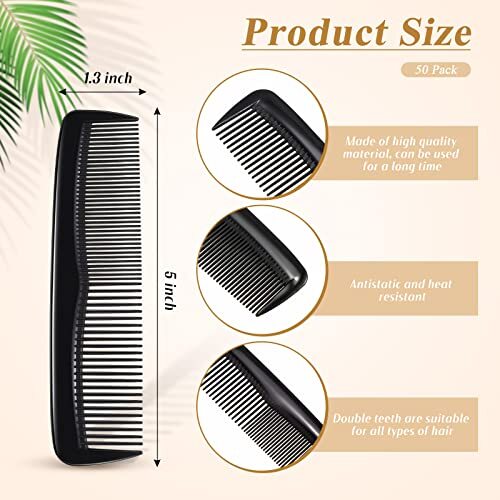 50 Pcs Pocket Combs for Men 5 Inch Cutting Comb with Wide and Fine ...