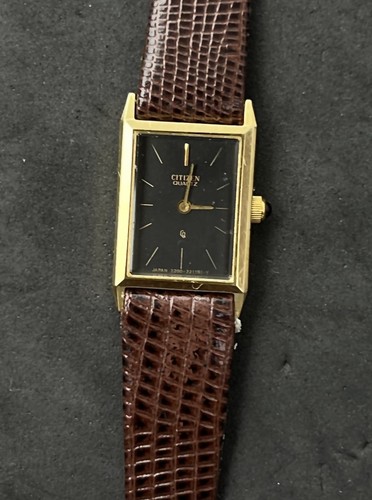 Vintage New 1984 CITIZEN CQ Tank Women’s 24mm Slim Quartz Watch 6j Gold ...