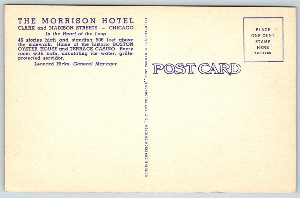 Postcard The Morrison Hotel, Chicago, Illinois Unposted | eBay