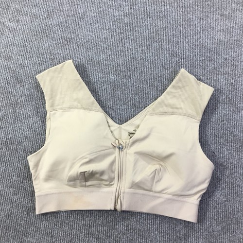 Tommie Copper Sports Bra Womens Medium Beige Zip Front Copper Znergy ...