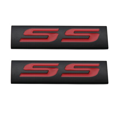2x Red Black SS Emblem 3D Logo Car Side Badge Metal Sticker Super Sport ...