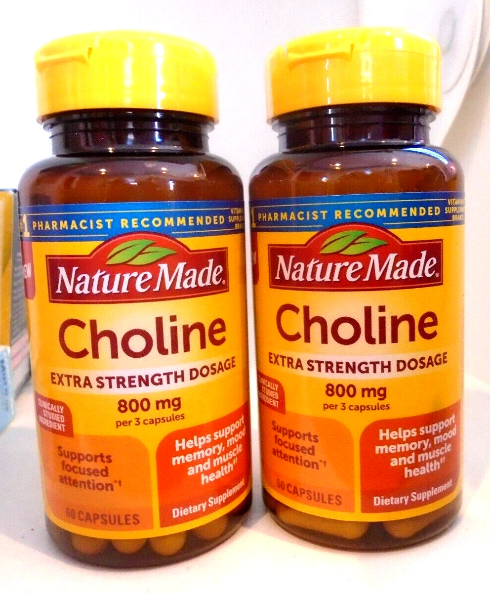 2 X Nature Made Choline Extra Strength 800mg, Brain Health, Mood ...