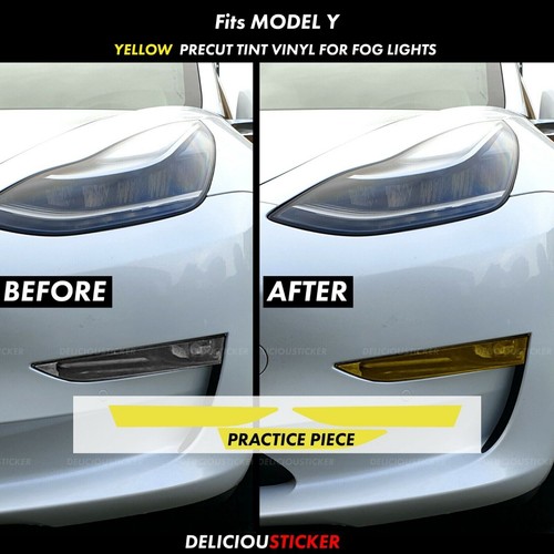 Fits Tesla Model Y YELLOW FOG light Front Overlay Vinyl Tint Decal ...