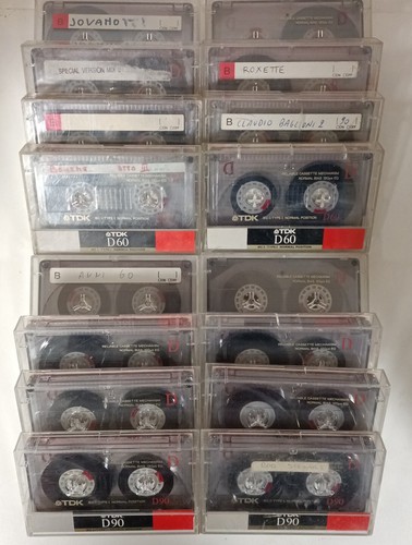 Lotto 16x TDK D 60 90 1988 musicassette vergini cassette tape vintage ...