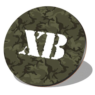 1 x Round Coaster - Letters XB Camouflage Army Military Initial #269833 ...