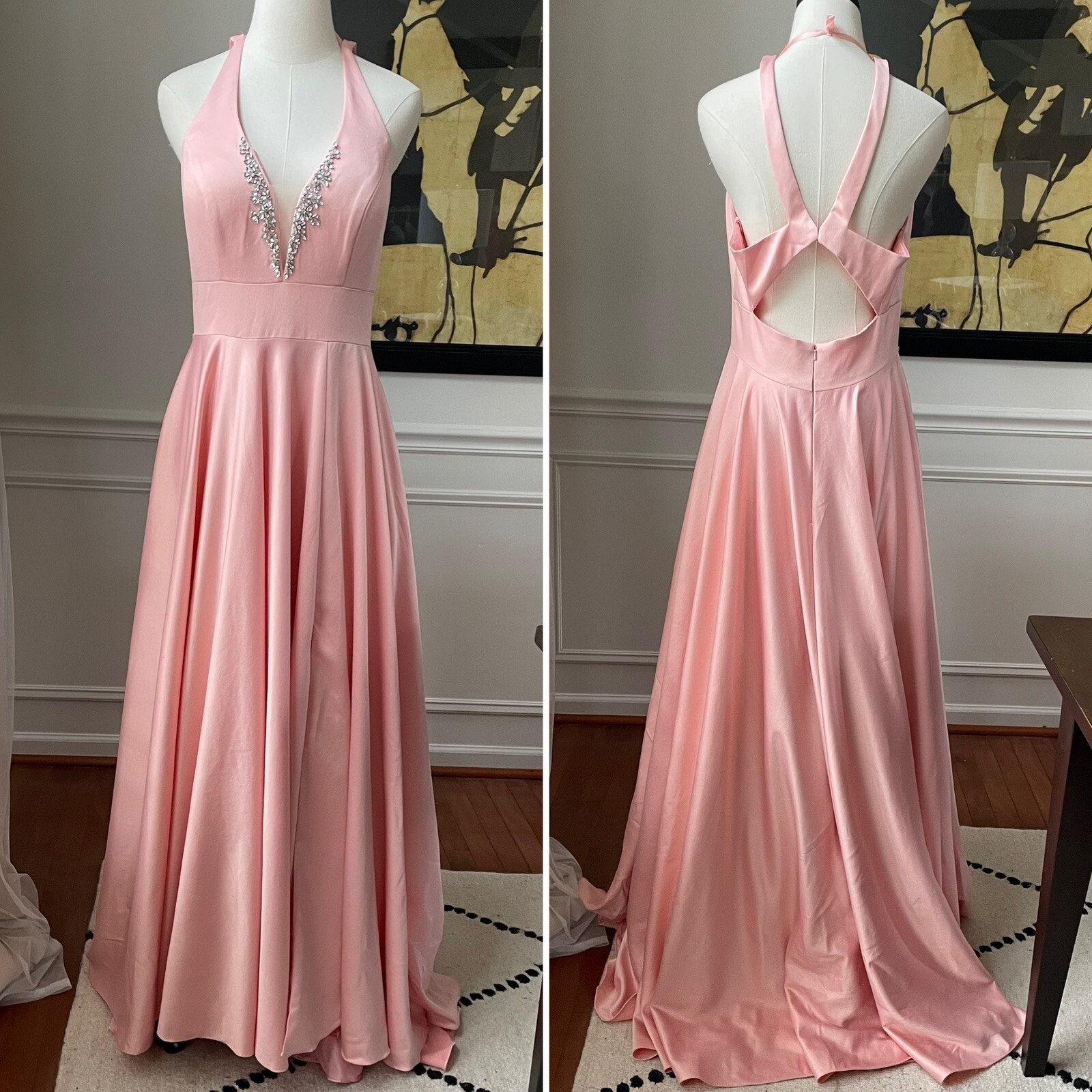 Glow Pink Princess Prom Drew Formal Gown Rhinestone 10 - Gem