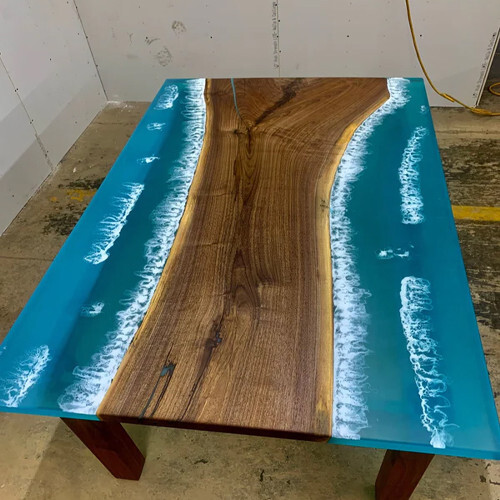 Island Wave Epoxy Table, Wooden Ocean Center Table Modern Furniture ...